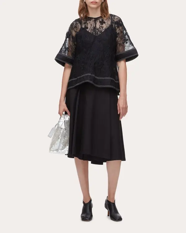 3.1 Phillip Lim Sheer Floral Lace Flounce Top
