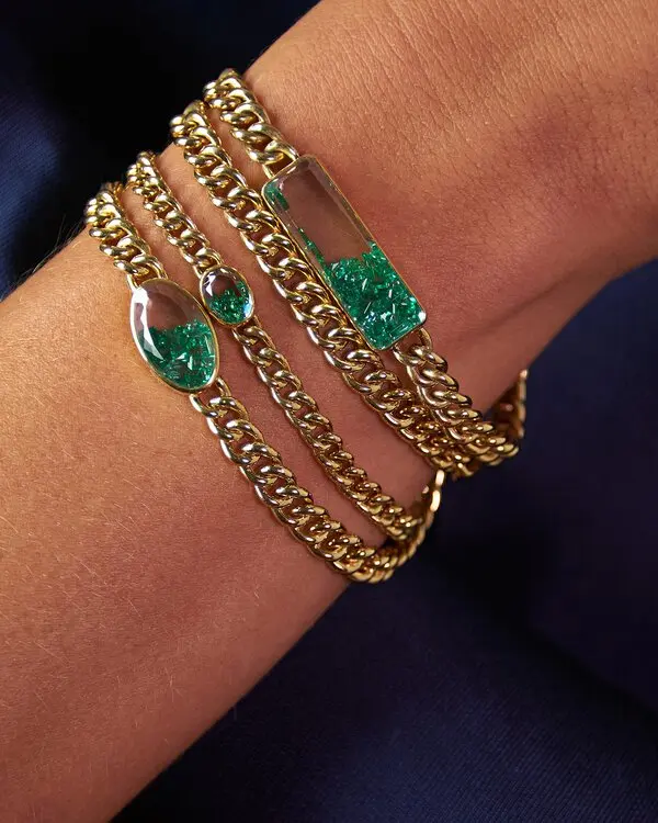 Moritz Glik Emerald And 18k Unidinho Shaker Link Bracelet - Gold