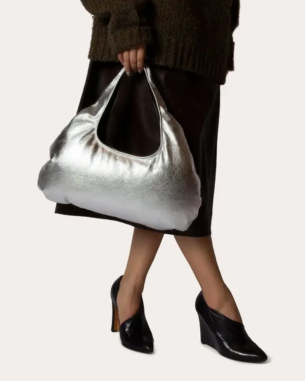 W 78 ST Medium Cloud Metallic Leather Shoulder Bag