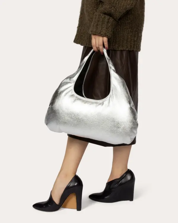 W 78 ST Medium Cloud Metallic Leather Shoulder Bag