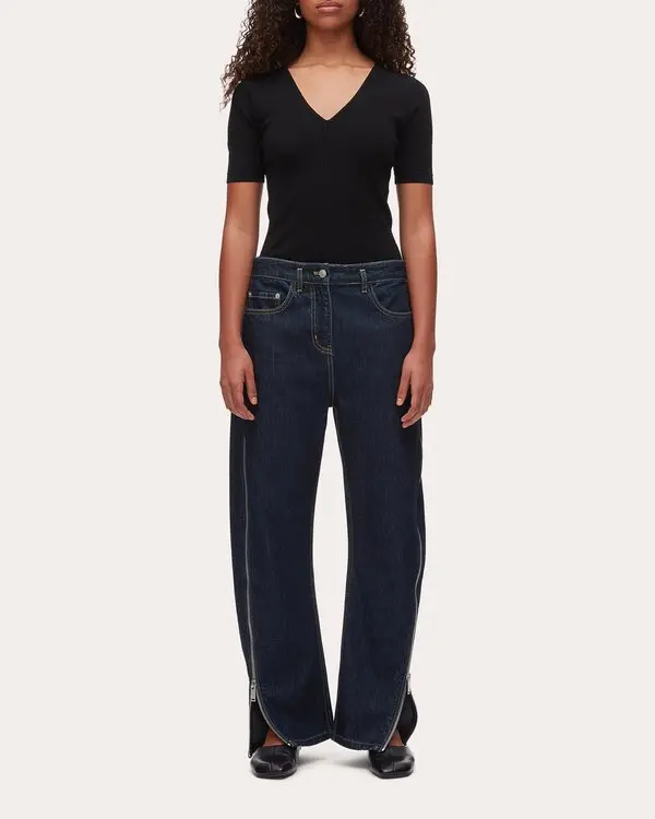 3.1 Phillip Lim Denim Twill Zip Curved-leg Jeans