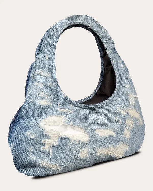 W 78 ST Micro Cloud Distressed Denim Tote