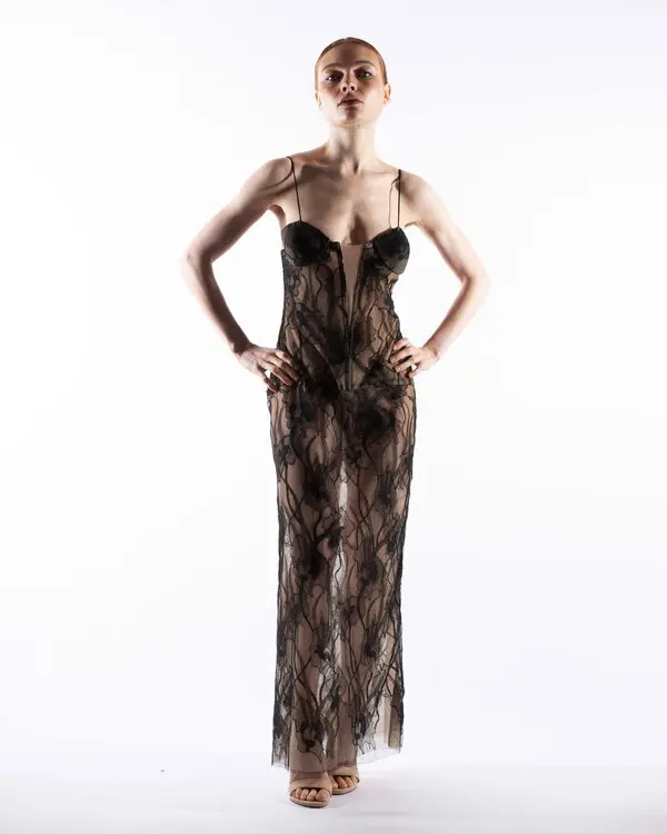 BYVARGA Melanie Floral Lace Bustier Maxi Dress