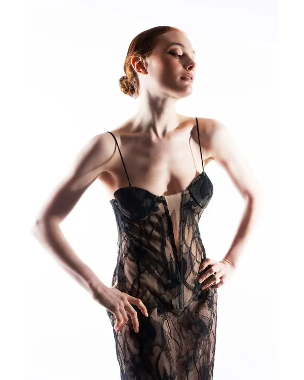 BYVARGA Melanie Floral Lace Bustier Maxi Dress