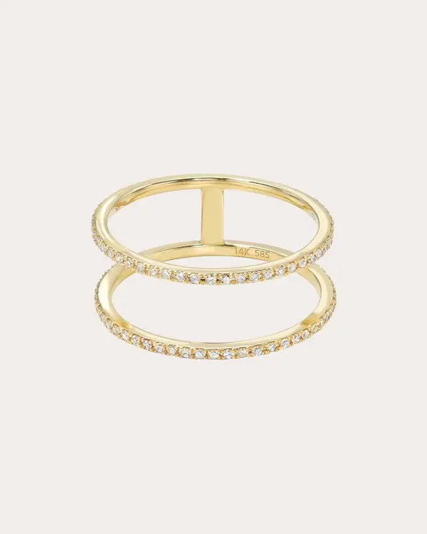 ZOE LEV Diamond And 14k Double Band Eternity Ring - Gold