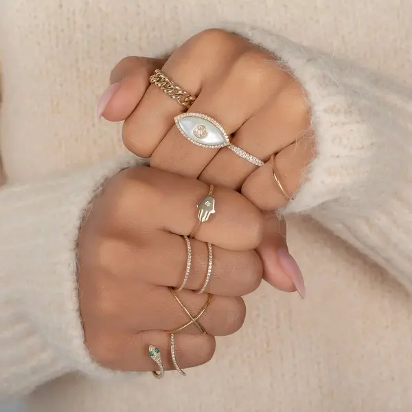 ZOE LEV Diamond And 14k Double Band Eternity Ring