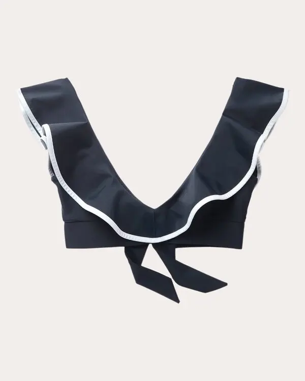 SEAQUELLE SWIM Deep Ruffle Bikini Top - Blue