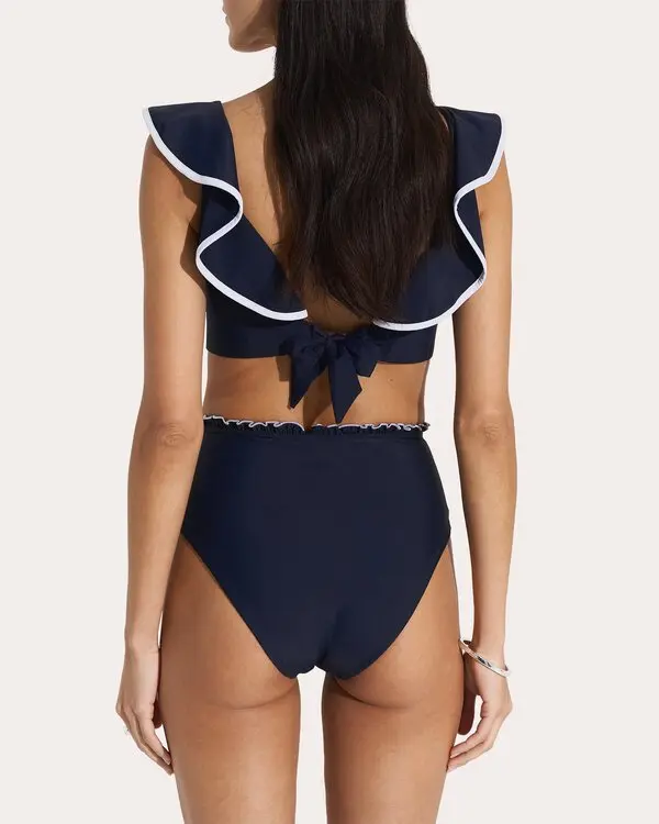 SEAQUELLE SWIM Deep Ruffle Bikini Top