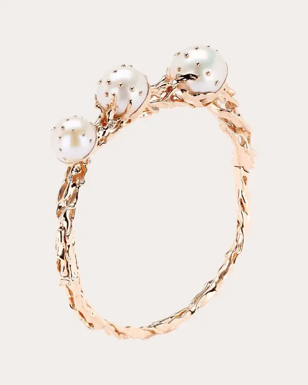BIBI VAN DER VELDEN Pearl & Diamond 18k Gold Jellyfish Bangle - Pink