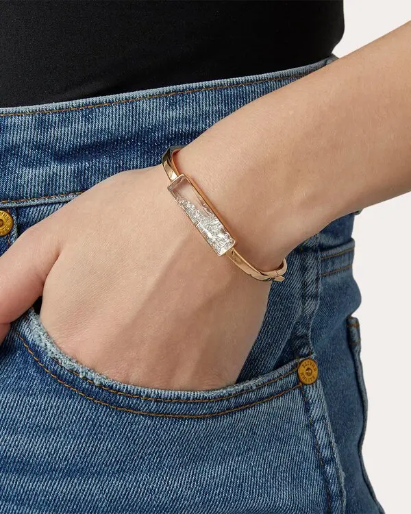 Moritz Glik Diamond And 18k Gold Core Shaker Bangle - White