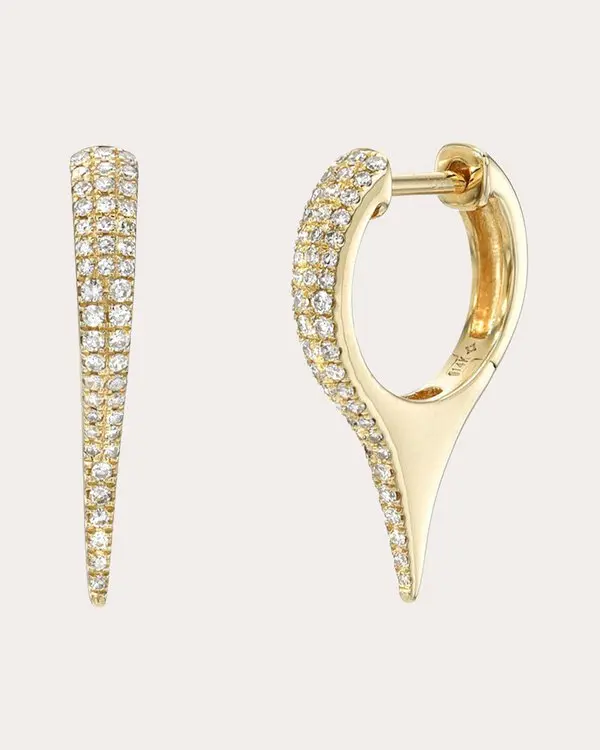 ZOE LEV Diamond And 14k Dagger Hoop Earrings - Gold