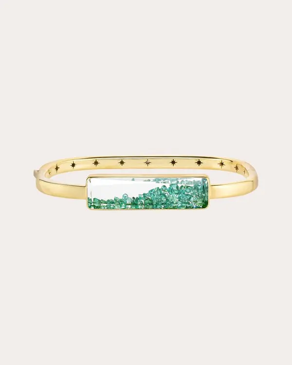 Moritz Glik 18k Gold Emerald Shaker Bangle - Green