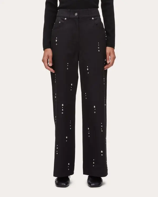 3.1 Phillip Lim Studded Twill Wide-leg Pants - Black