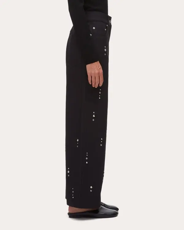 3.1 Phillip Lim Studded Twill Wide-leg Pants - Black