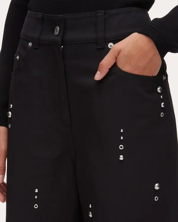 3.1 Phillip Lim Studded Twill Wide-leg Pants - Black