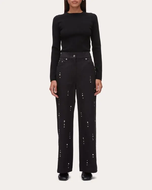 3.1 Phillip Lim Studded Twill Wide-leg Pants - Black