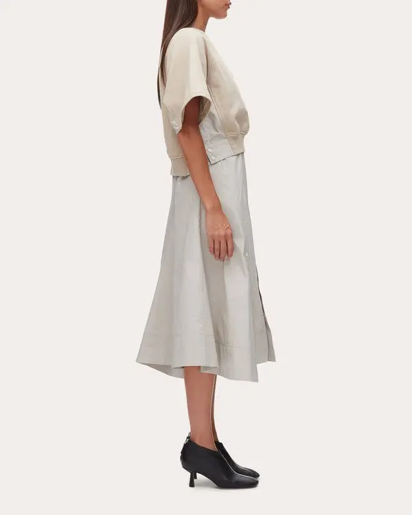 3.1 Phillip Lim French Terry Poplin Combo Midi Dress - Neutral