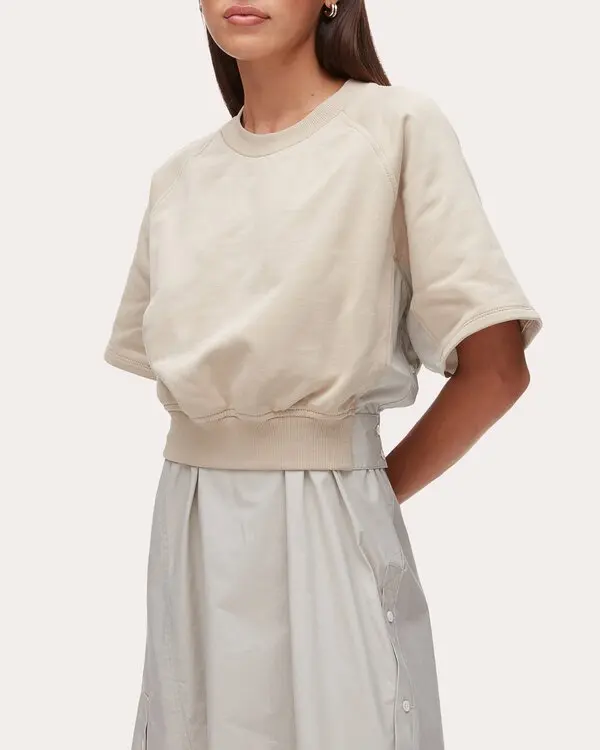 3.1 Phillip Lim French Terry Poplin Combo Midi Dress - Neutral