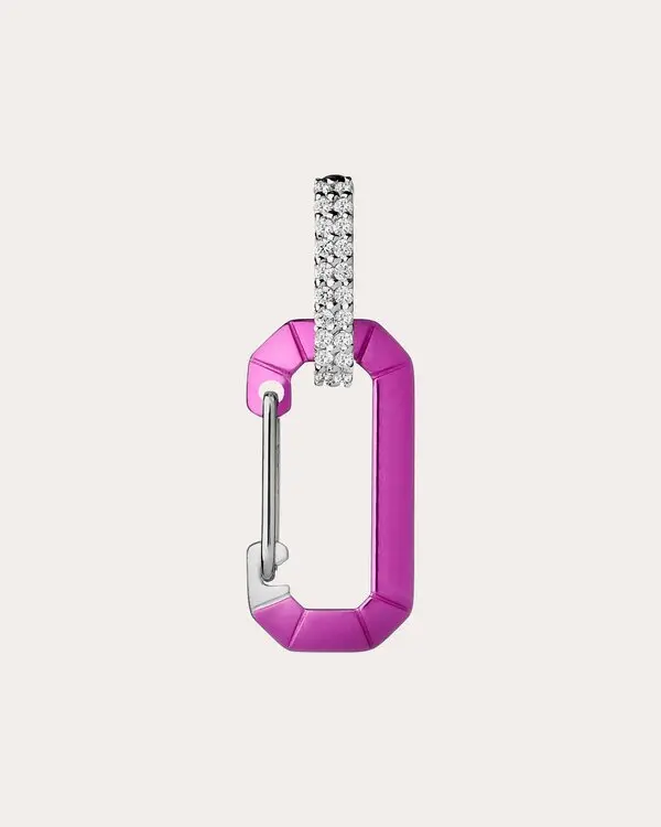 EERA Diamond And 18k White Gold Chiara Hoop Earring - Fuchsia
