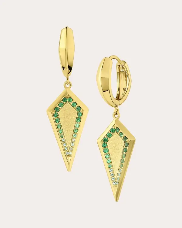 JENNIFER DEMORO 18k Gold Stardust Drop Earrings - Tsavorite