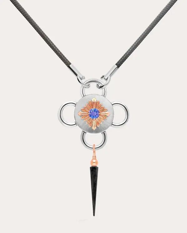 ROUVENAT Tanzanite And 18k Rose Gold Bolt Pendant Necklace - Black/blue/silver