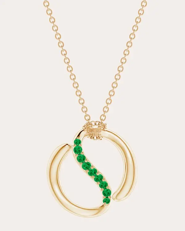 Natori Shangri-la 14k Gold Tsavorite Yin-yang Pendant Necklace - Green