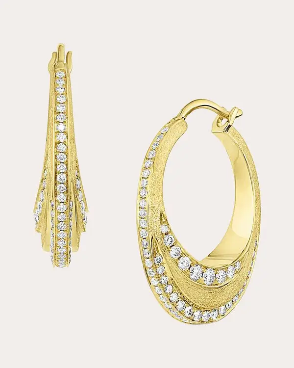 JENNIFER DEMORO Color Wave 18k Champagne Diamond Hoop Earrings - Gold