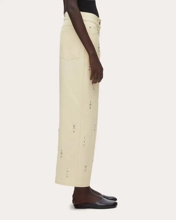 3.1 Phillip Lim Studded Embellished Wide-leg Cropped Pants - Yellow