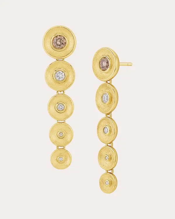 JENNIFER DEMORO Diamond And 18k Drop Earrings - Yellow Gold