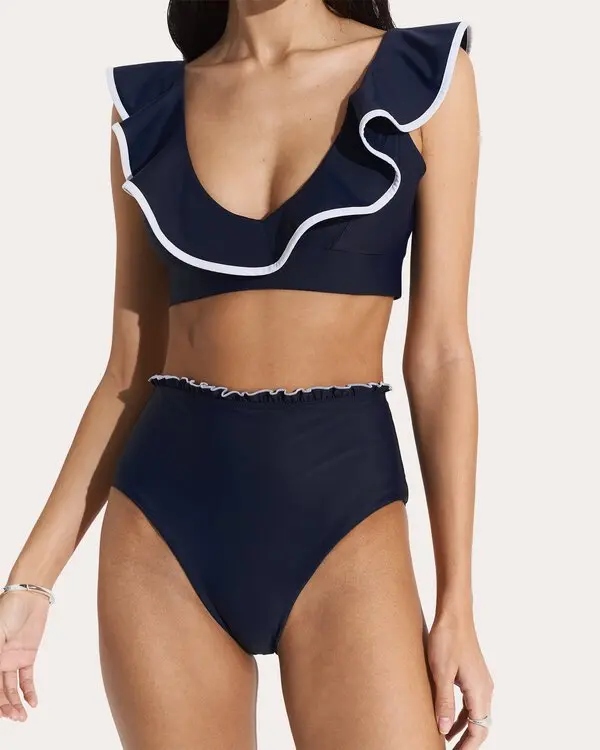 SEAQUELLE SWIM Ruffle High-rise Bikini Bottom