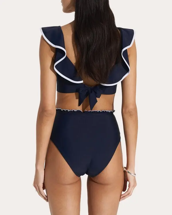 SEAQUELLE SWIM Ruffle High-rise Bikini Bottom