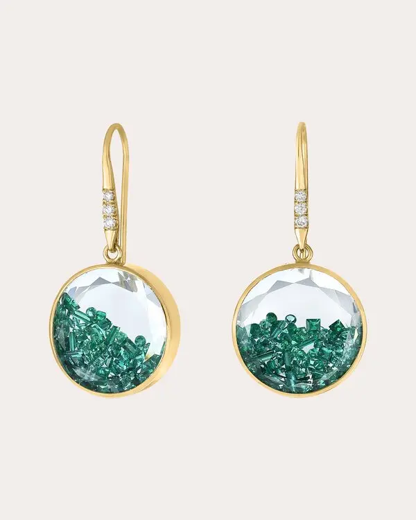 Moritz Glik Core 15 18k Gold Crystal Emerald And Diamond Drop Earrings - Green