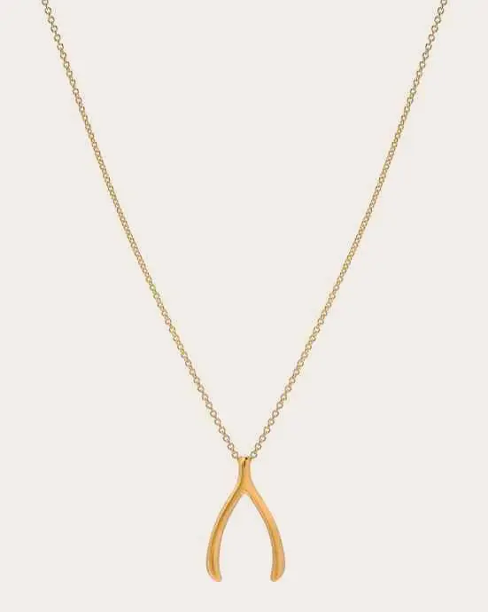 ZOE LEV Large Wishbone 14k Pendant Necklace - Gold