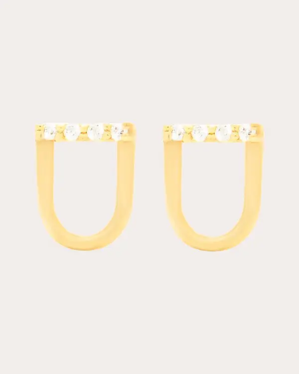 CAMPBELL + CHARLOTTE Diamond & 14k Mini Edge Link Stud Earrings - Gold