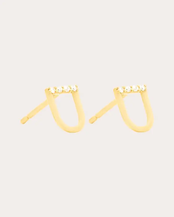 CAMPBELL + CHARLOTTE Diamond And 14k Mini Edge Link Stud Earrings