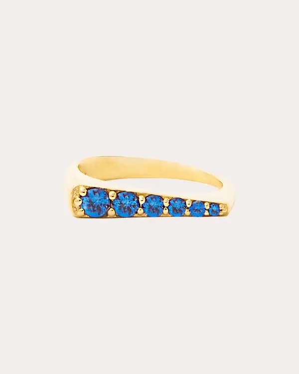 CAMPBELL + CHARLOTTE Sapphire & 14k Gold Edge Tapered Stackable Ring - Blue
