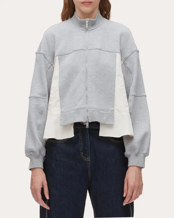 3.1 Phillip Lim French Terry Ripstop Combo Zip Track Jacket