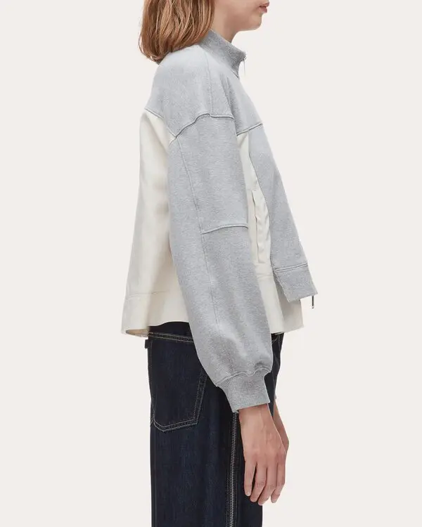 3.1 Phillip Lim French Terry Ripstop Combo Zip Track Jacket