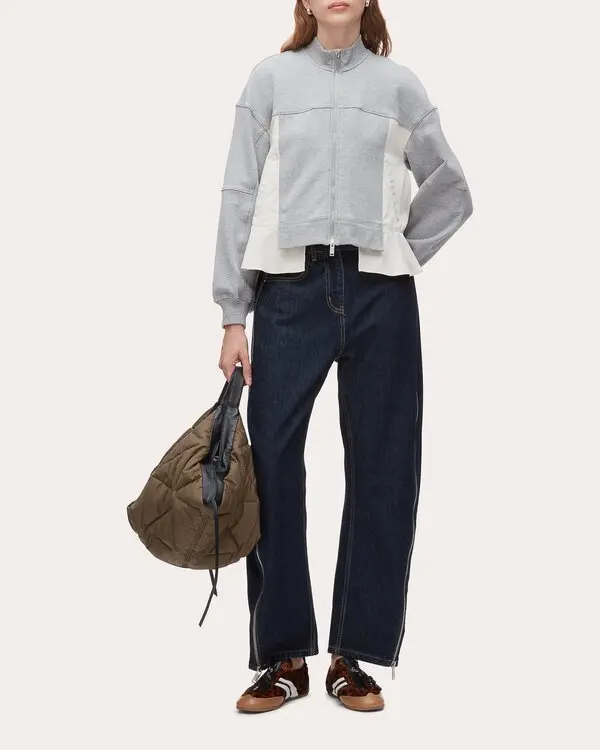3.1 Phillip Lim French Terry Ripstop Combo Zip Track Jacket