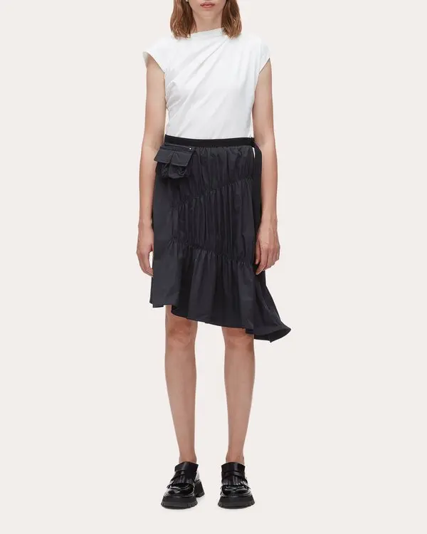 3.1 Phillip Lim Ripstop Shirred Asymmetric Skirt - Blue