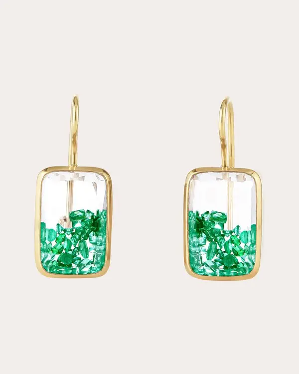 Moritz Glik 18k Gold Shaker Drop Earrings - Emerald