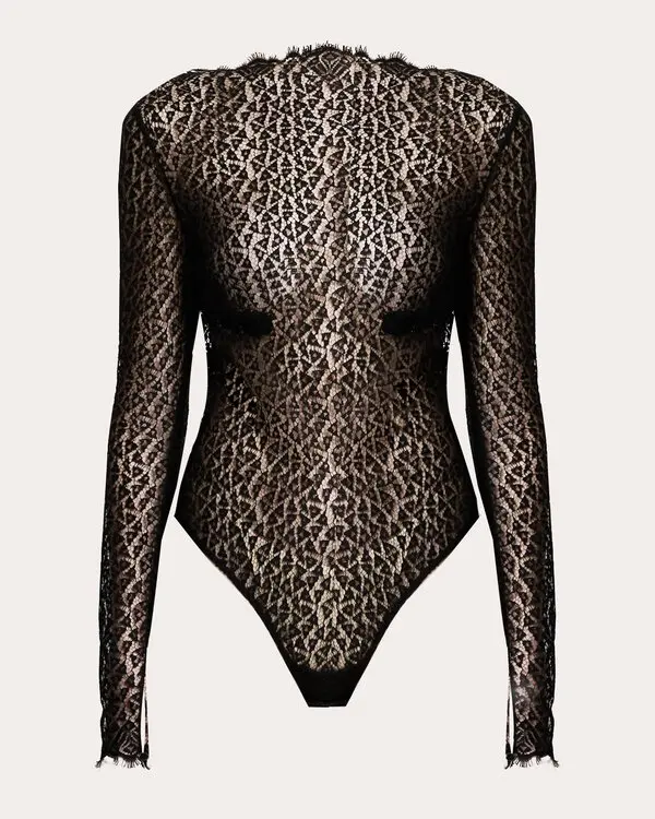 ROMUṠE Mireille Sheer Chantilly Lace Bodysuit