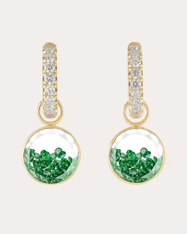 Moritz Glik Gala Diamond And Emerald Shaker Hoop Earrings - Green