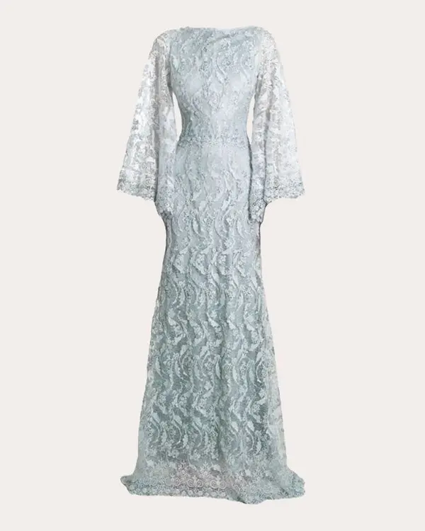 Francisco Arce Lorgi Embellished Lace Cape Gown