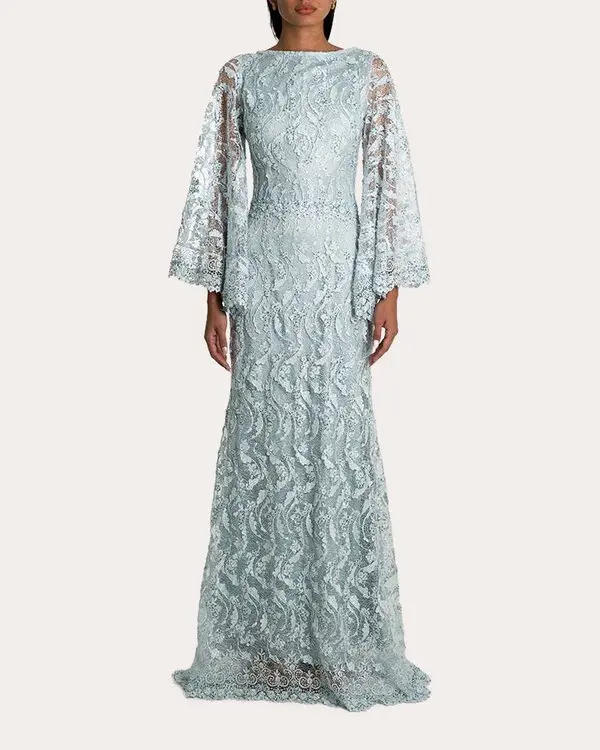 Francisco Arce Lorgi Embellished Lace Cape Gown