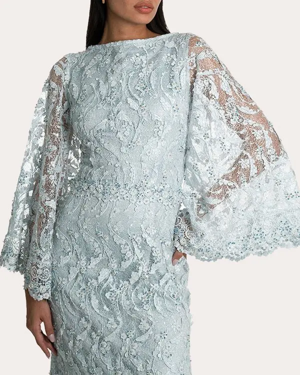 Francisco Arce Lorgi Embellished Lace Cape Gown