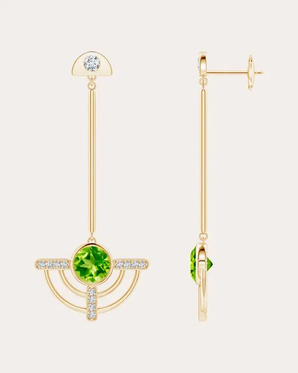 Natori Bar 14k Peridot And Diamond Drop Earrings - Gold