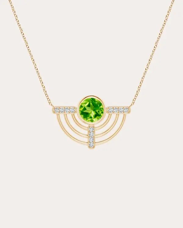 Natori Bar 14k Peridot And Diamond Pendant Necklace - Gold