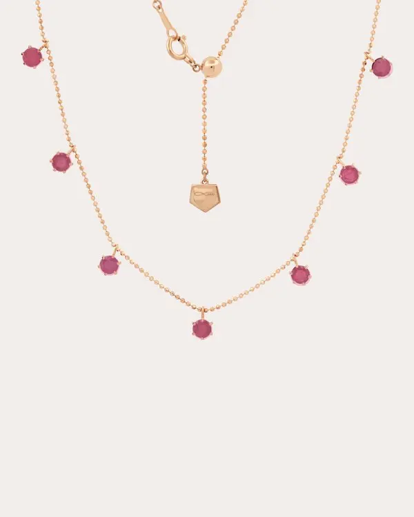 GRAZIELA Floating Pink Sapphire Necklace - Rose Gold/pink