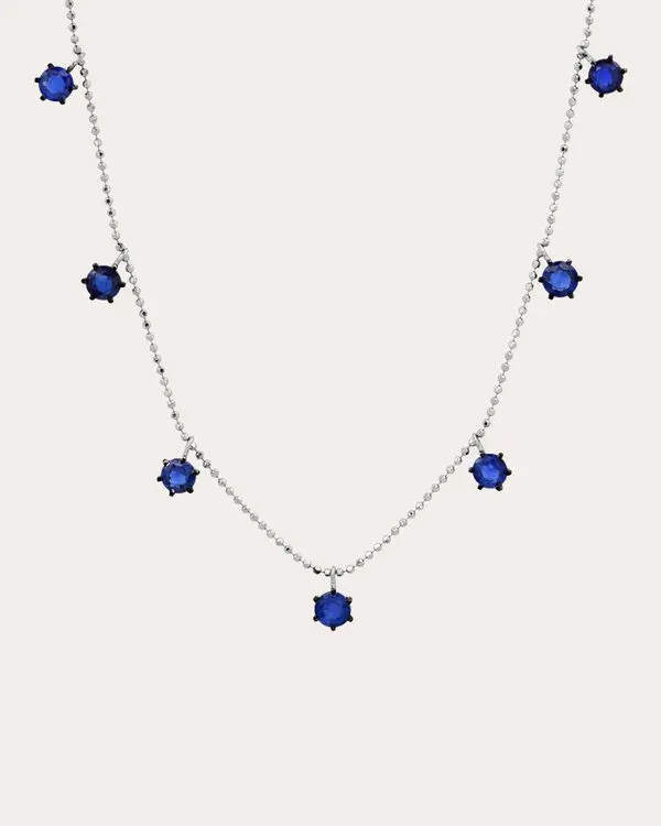 GRAZIELA 18k Gold Sapphire Necklace - White Gold/blue